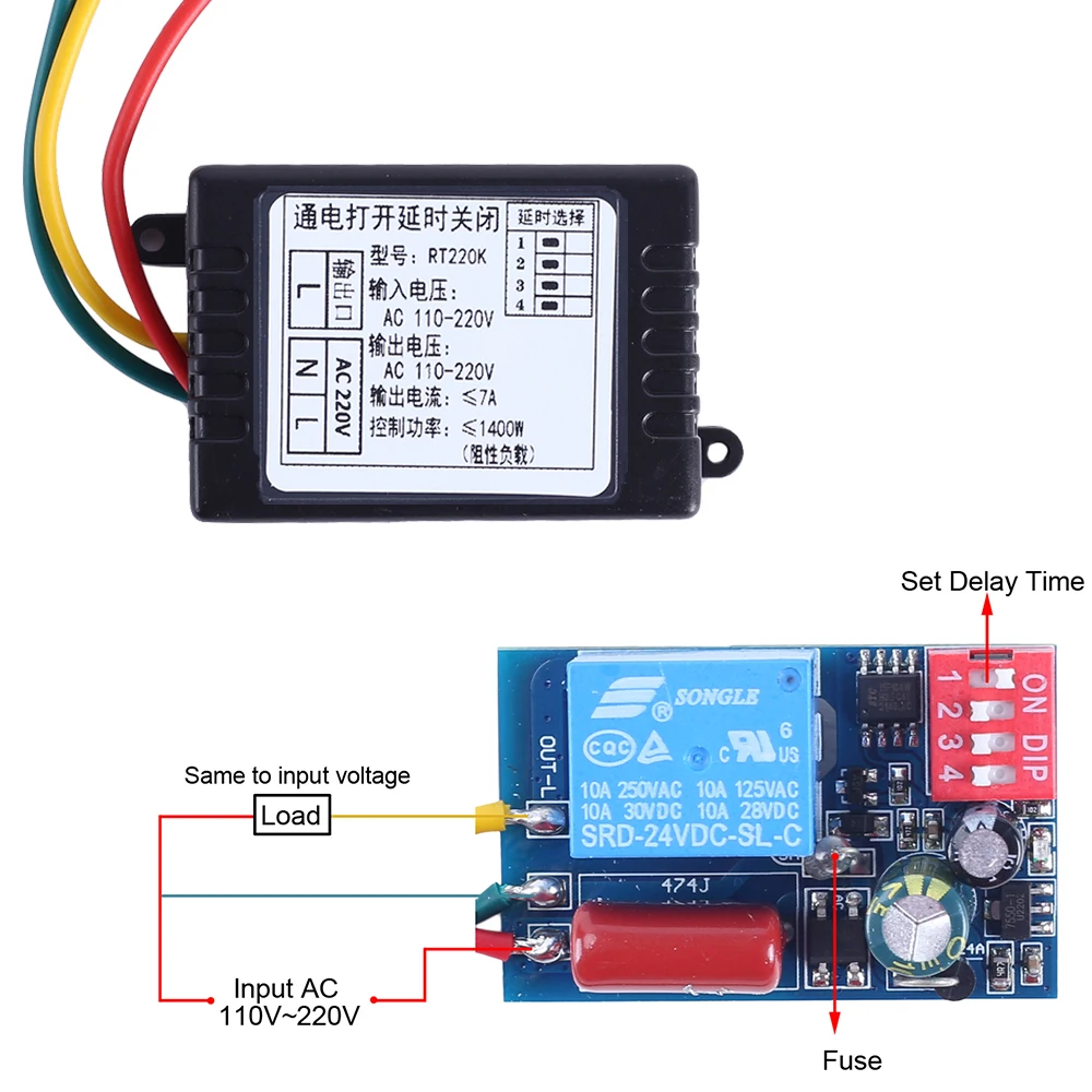 Ac 110v 220v Power-on Delay Relay Module Voltage Output 180min ...