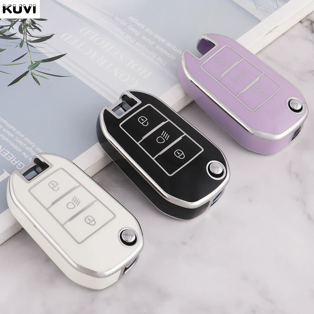 New-TPU-Car-Flip-Key-Case-Cover-Shell-For-Peugeot-208-308-408-508-2008 ...