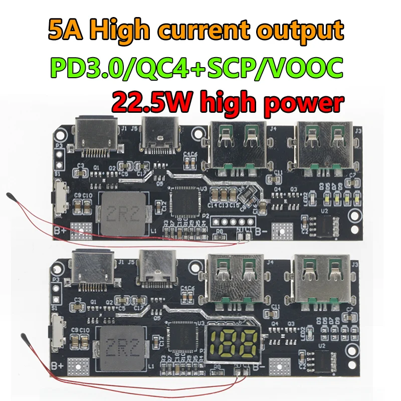 QC4.0 QC3.0 LED Dual USB 5V 4.5A 22.5W Micro/Type-C USB Mobile Power Bank 18650 Charging Module ...