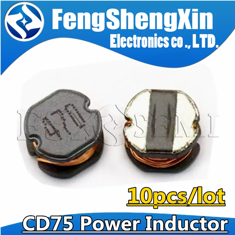 10Pcs CD75 Smd Macht Inductor 1R0 1R5 2R2 3R3 4R7 6R8 100 150 220 330 ...