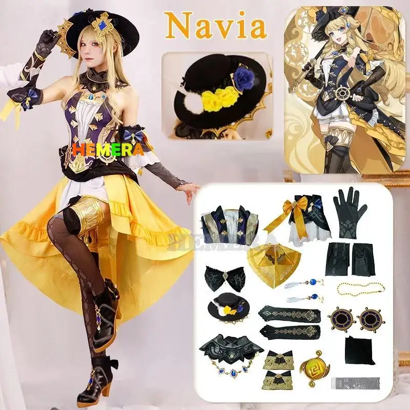 Genshin-Impact-Navia-Cosplay-Costume-Wig-Hat-Set-Women-Dress-Uniform ...