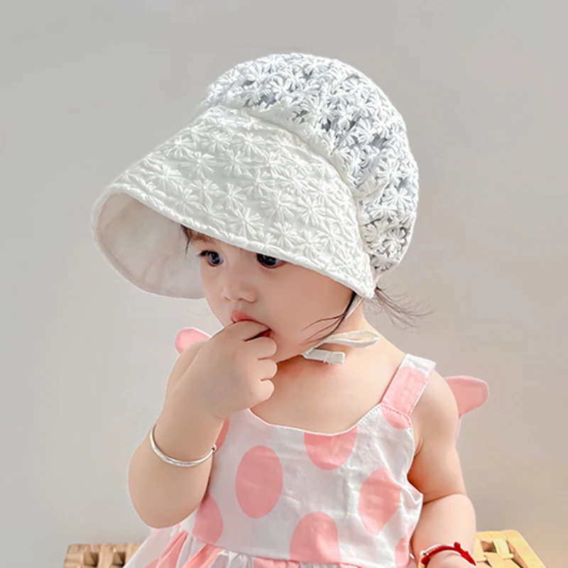 Summer Lace Flower Baby Hat Princess Girls Infant Newborn Wide Brim ...
