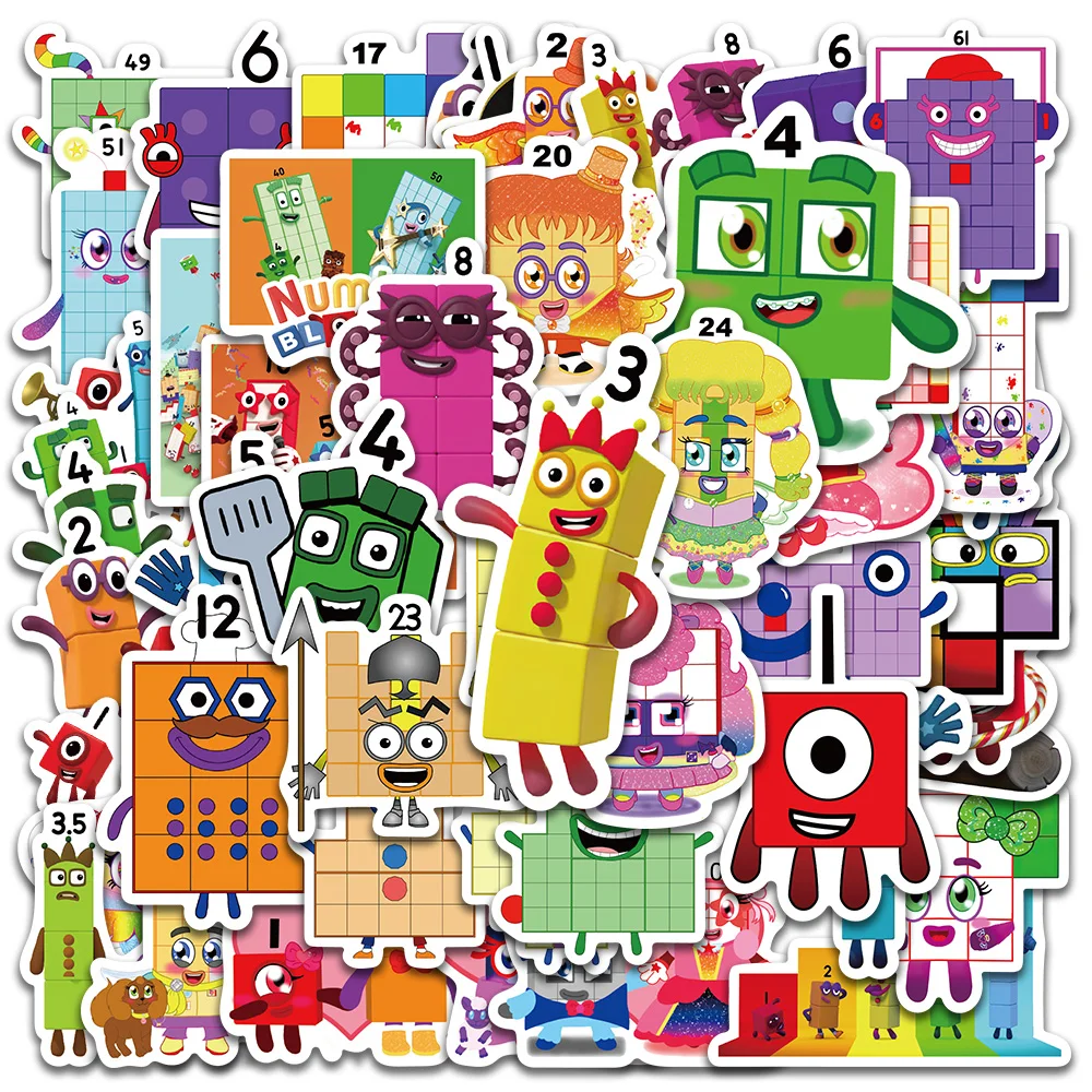 10/52pcs Funny Numberblocks Cute Cartoon Stickers For Helmet Car Laptop ...