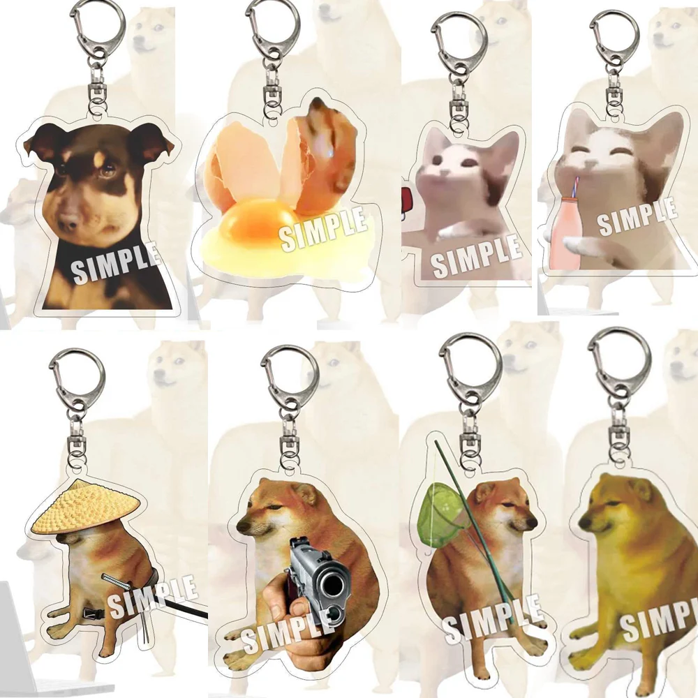 Charms Pet Dog Shape Anime Key Chains Cute Emoticon Doge Cheem Cat ...