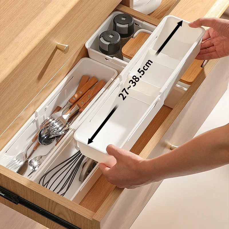 Kitchen Telescopic Drawer Organizer Cabinets Tableware Classified ...