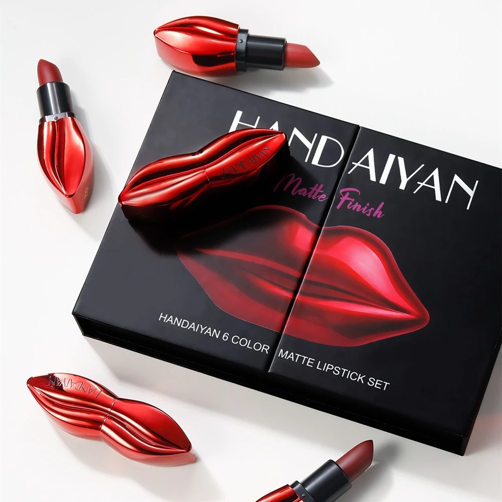 6-Pieces-Box-Lip-Shape-Velvet-Matte-Lipstick-Set-Moisturizing ...