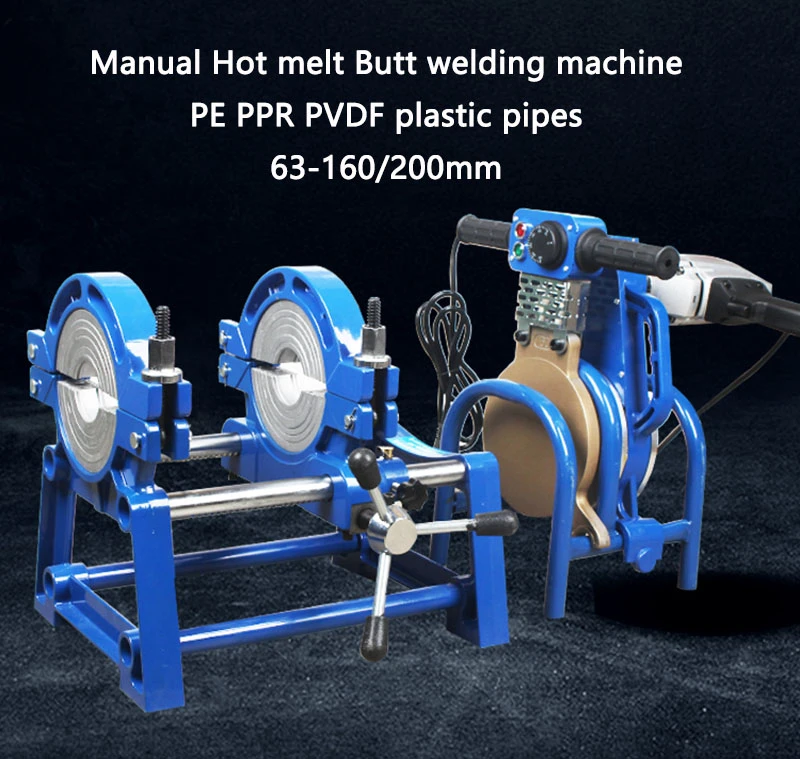 Pe Ppr Pvdf Plastic Pipes Hot Melt Butt Welding Machine Two Ring 63-160/200mm Butt Welder Manual ...