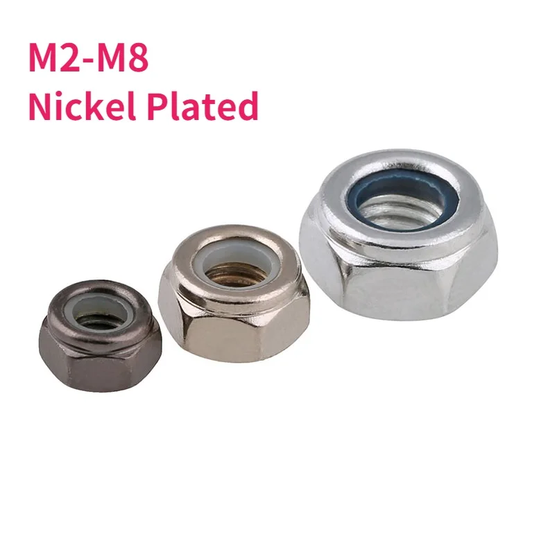 M2-M8 Nickel Plated Anti-loose Nut Black Self-locking Nut American ...