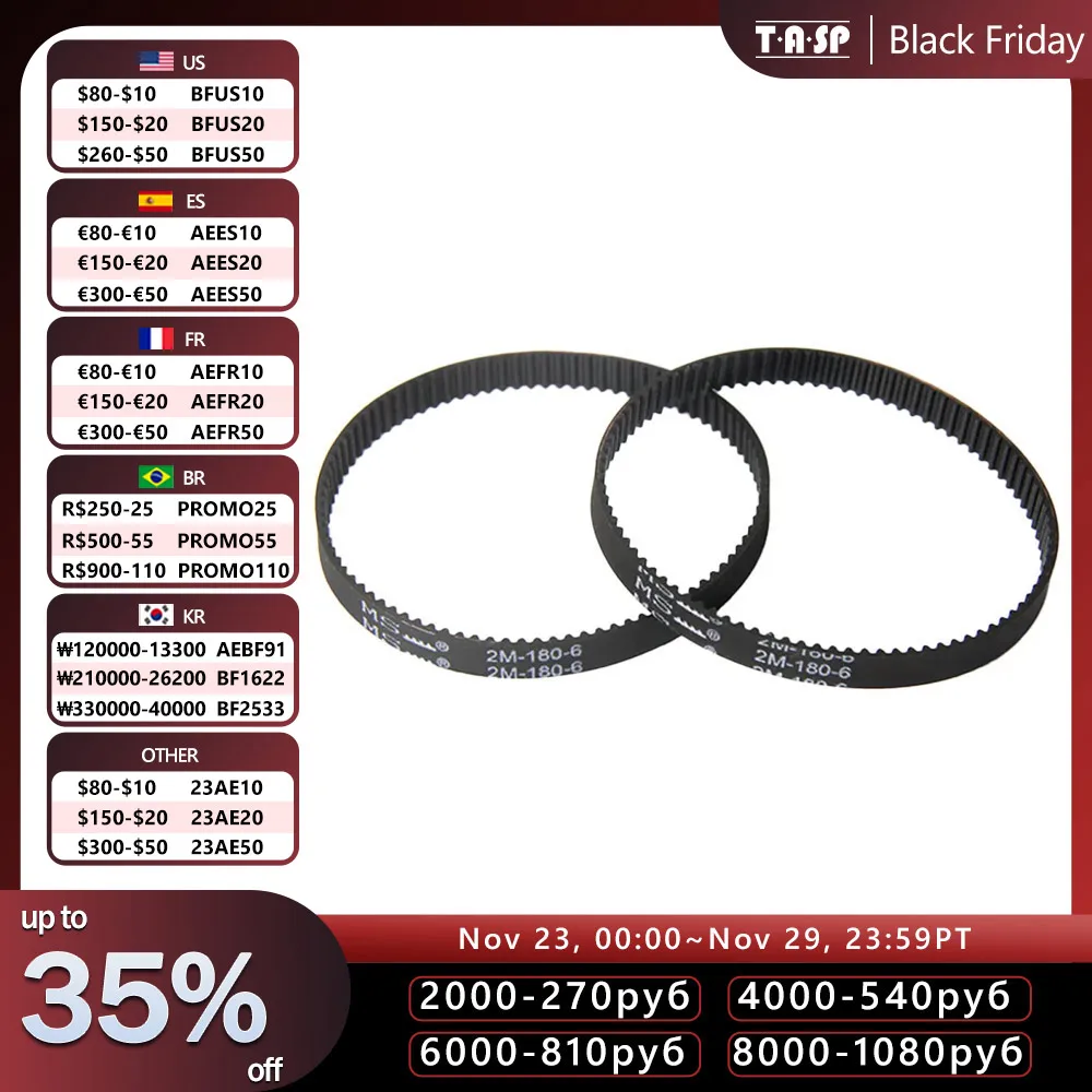 TASP-2pcs-Timing-Drive-Belt-2M-180-6-Perimeter-180mm-Width-6mm-Teeth-90 ...