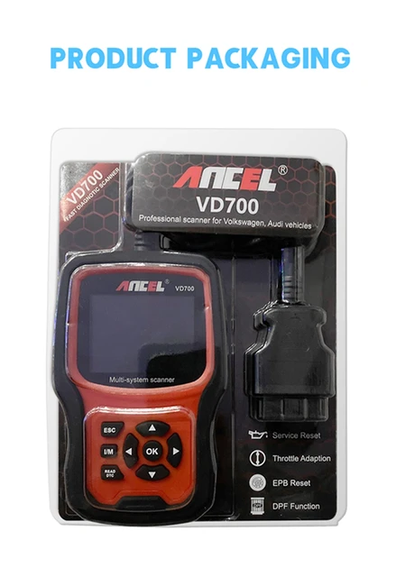ANCEL VD700 All System OBD2 Automotive Scanner For VAG VW Audi TPMS Oil ...