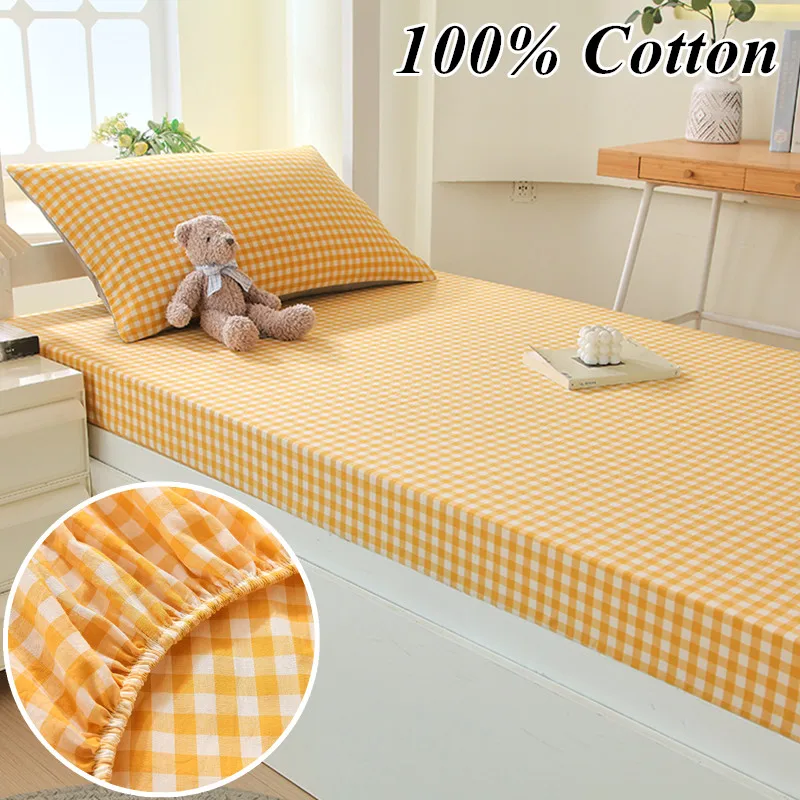 Skin-friendly-Fitted-Sheet-100-Cotton-Bedsheet-Non-slip-Bed-Cover ...