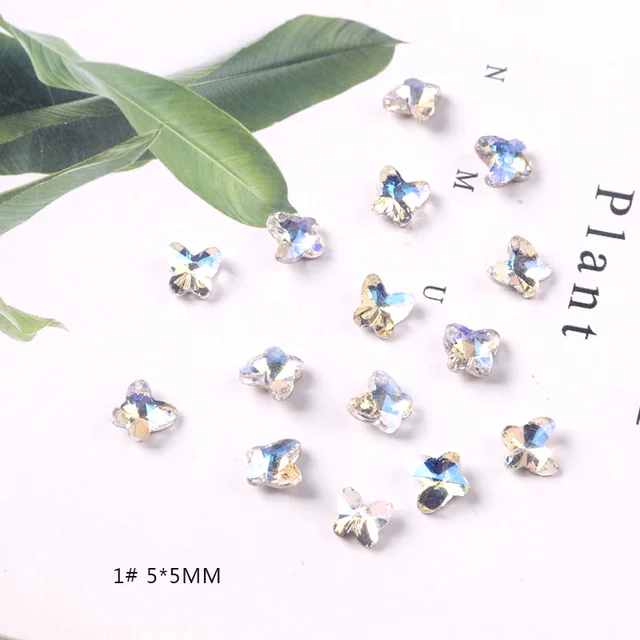 TSZS 25pcs/Lot AB Crystal Nail Art Decorations FlatBack Butterfly ...
