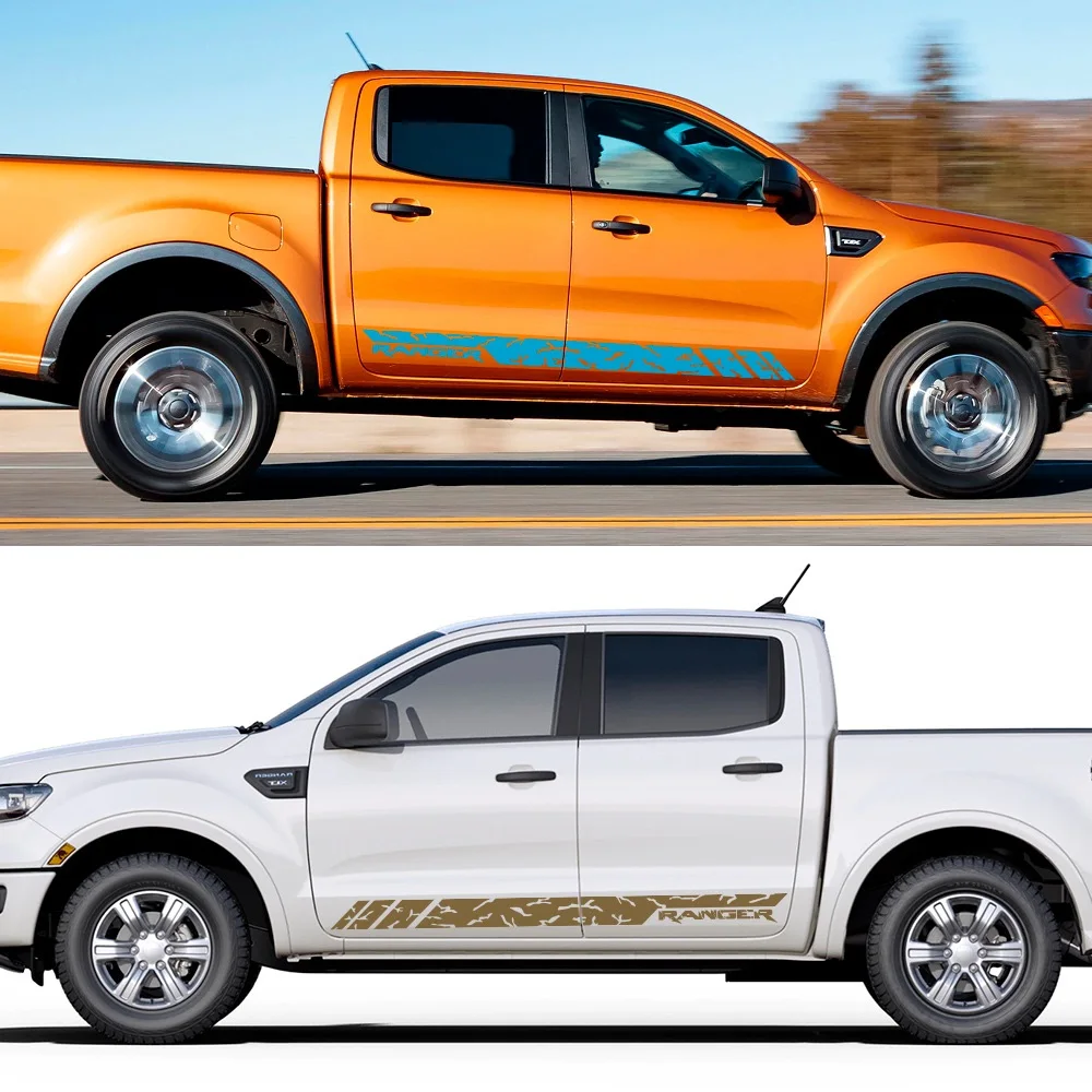 2Pcs-Car-Stickers-Pickup-Door-Side-Skirt-Stripes-Decals-For-Ford-Ranger ...