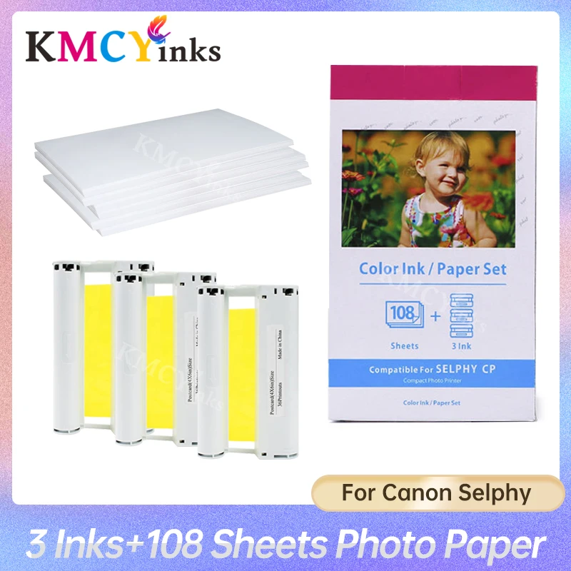 KMCYinks-Color-Ink-and-Paper-Set-for-Canon-Selphy-Compact-Photo-Printer ...