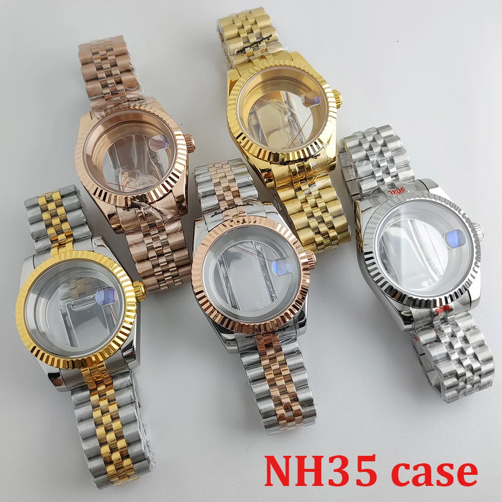 NH35-case-36-39mm-case-Men-s-silver-gold-watch-case-sapphire-Stainless ...