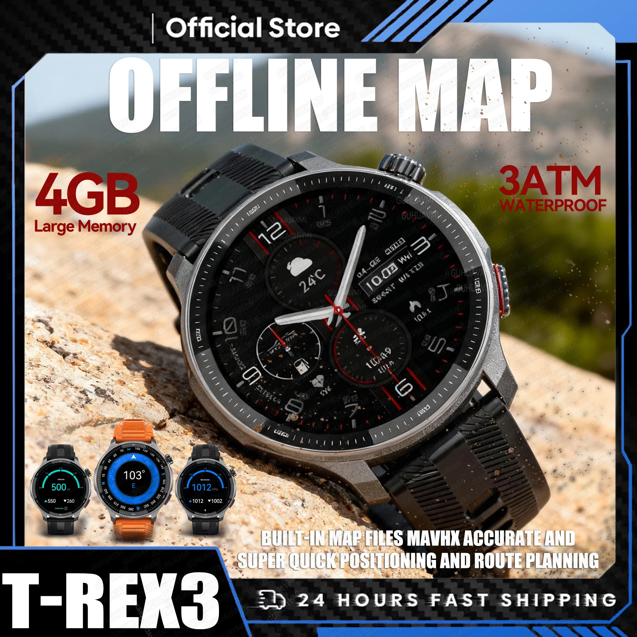 2026 New GPS SmartWatch Offline Maps 4GB Memory Video Player Military ...