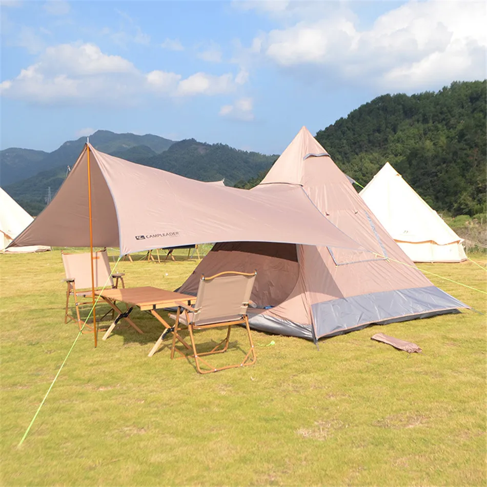 Outdoor 3-4 Person Pyramid Tent With Canopy Portable Quick Build ...