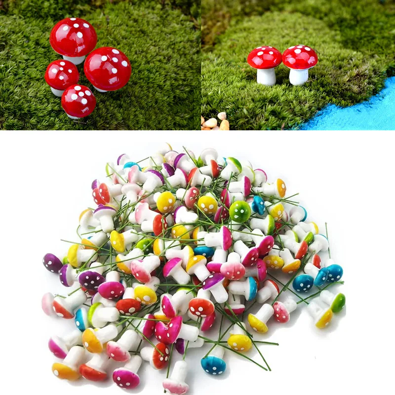 80PCS-Fairy-Garden-Mushroom-Mini-Tiny-Foam-Mushroom-Miniature-Colorful ...