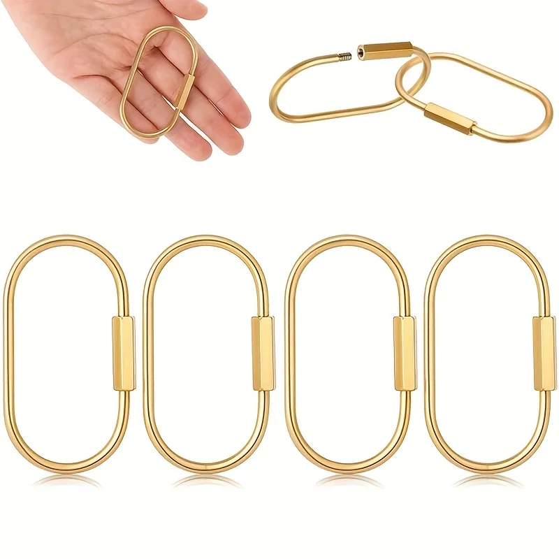Gold Brass Carabiner Keychain, Secure Locking Key Ring with Luxury ...