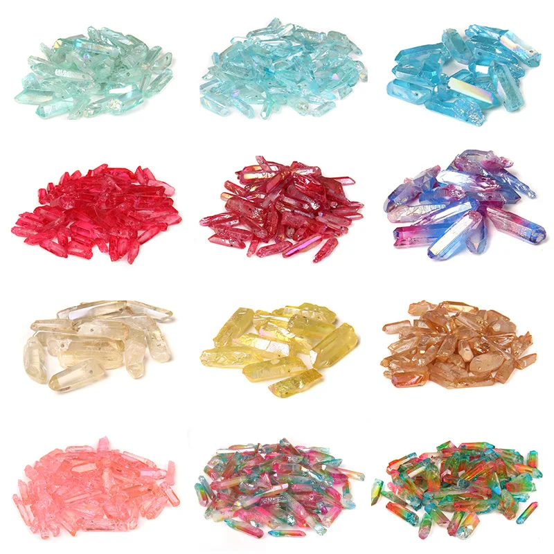 Multi Color Quartz Stick Point Beads Natural Top Drilled Raw Quartz ...