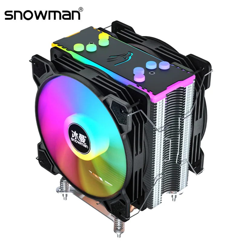 SNOWMAN-CPU-Cooler-4-Heat-Pipes-120mm-PC-Fan-PWM-4Pin-Quiet-CPU-Fan ...