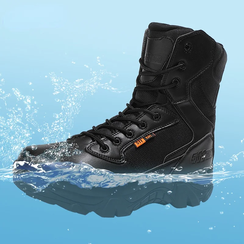 Botas de combate de couro militar alta qualidade para homens combate ...