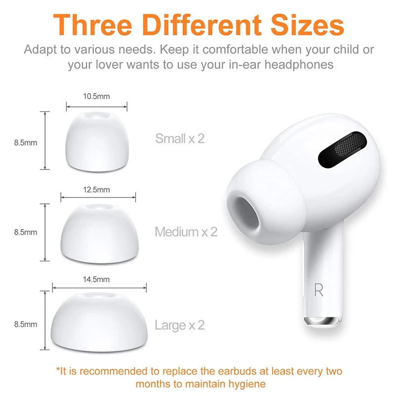 3 Pairs Ear Tips for Airpods Pro Noise Reduction Silicone Earbuds Ear ...