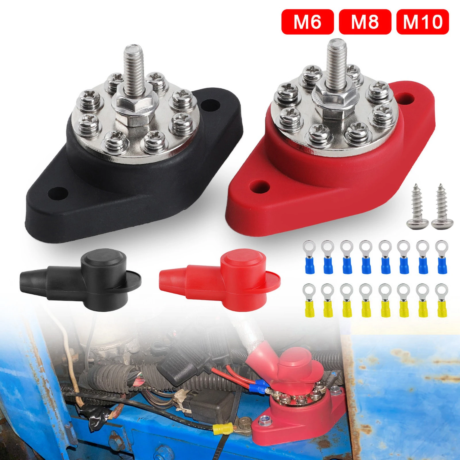 Bus Bar Power Distribution Stud 12v Heavy Duty Battery Terminal Block M10 M8 M6 Stud With ...