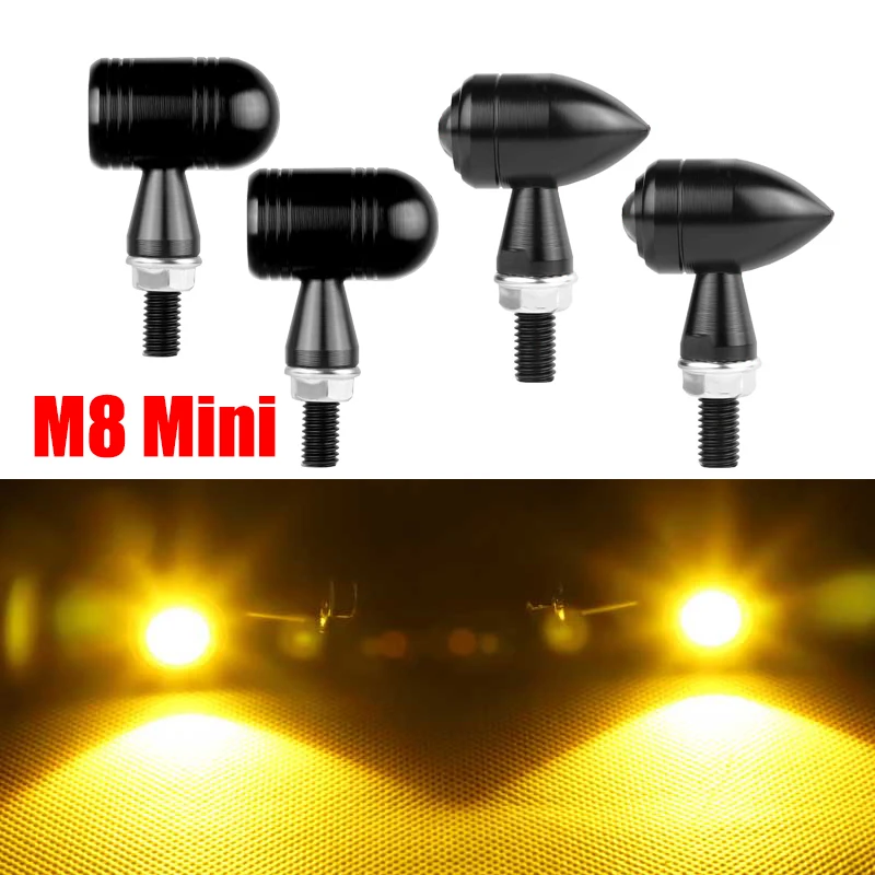 Motorcycle Bullet Mini Turn Signal Light 12V CNC Side Marker Lamp M8 ...