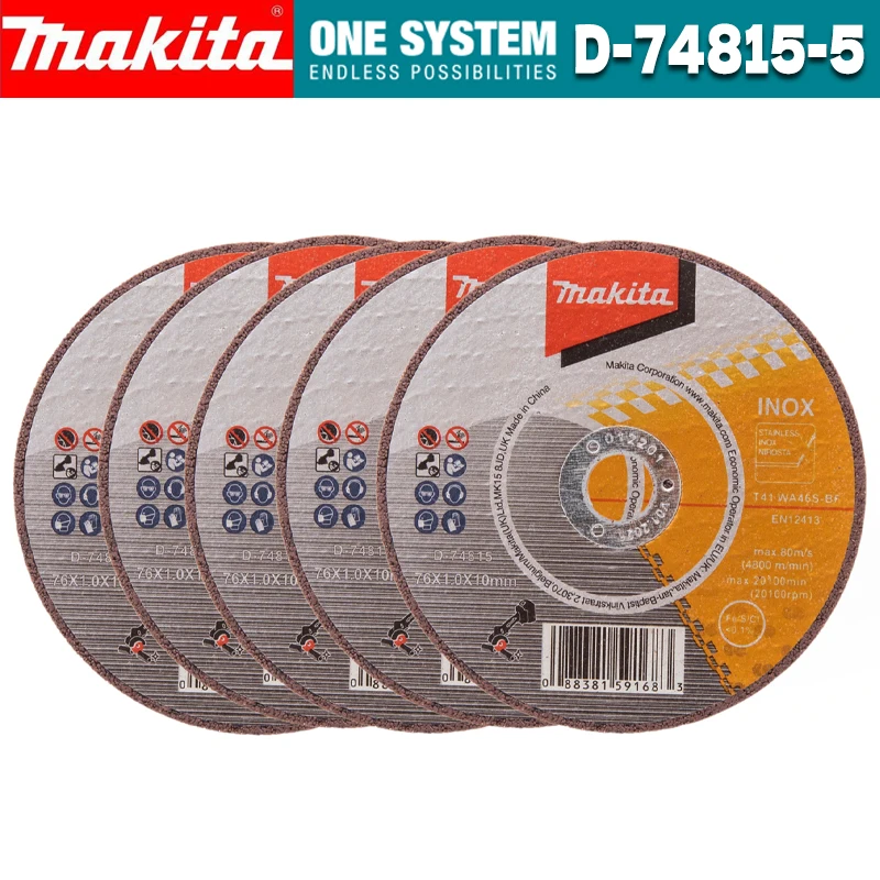 MAKITA D-74815-5 Cut-Off Wheel 76 x 10 mm Stainless Steel 5 Pcs WA60T ...