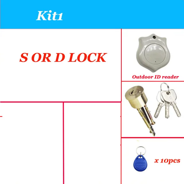 Battery Electronic Lock With Keys 125KHZ RFID Door Lock Electric Rim ...