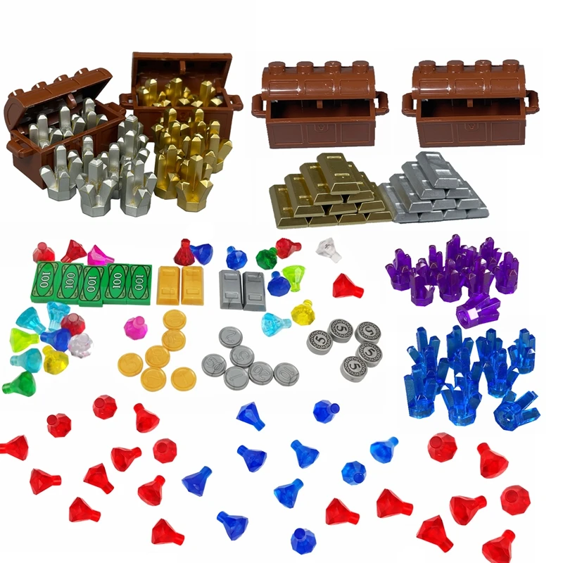 MOC-Ideas-Coin-Diamond-Gold-Silver-Money-Jewelry-Treasure-Chests-Set ...