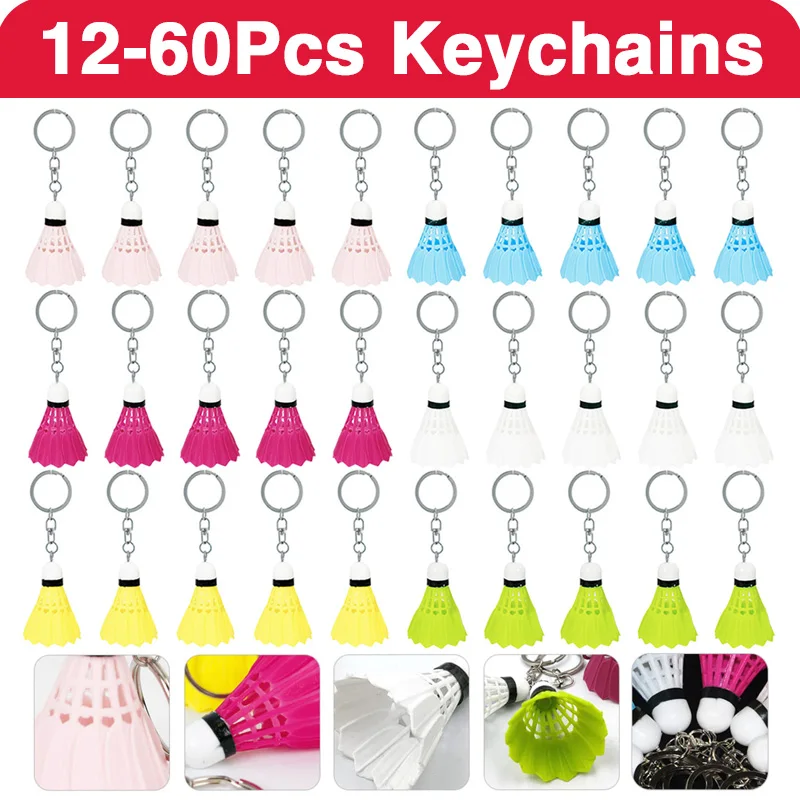 12-60Pcs-6-Colors-Cute-Badminton-Keychain-Keyring-Car-Holder-Bag ...