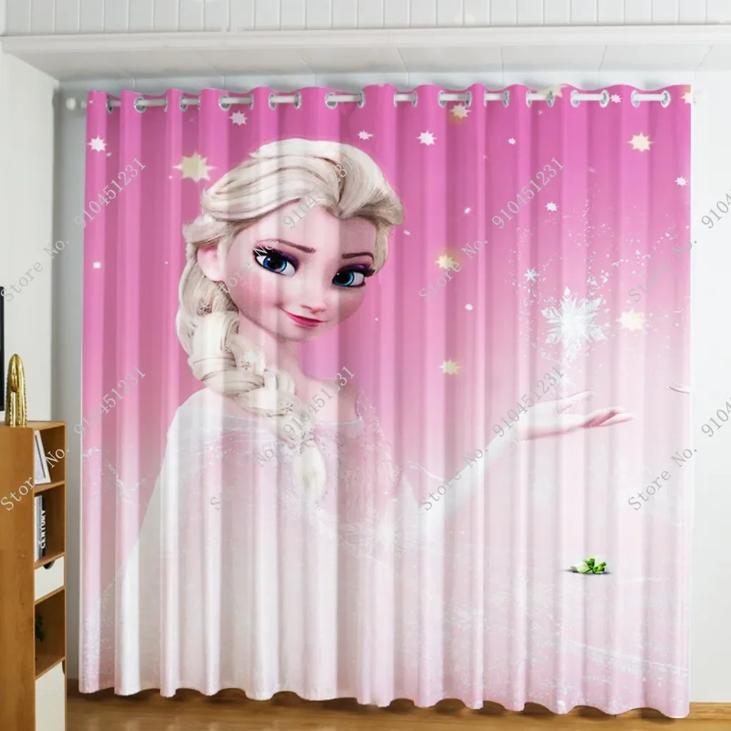 Hot-Pink-Frozen-Elsa-Anna-Curtain-Princess-Wind-Cartoon-Olaf-Children-s ...