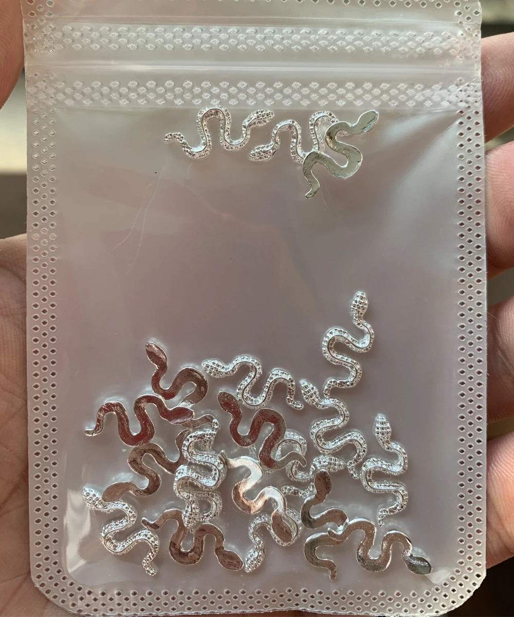10pcs-Luxury-Snake-Nail-Charms-3D-Glitter-Golden-Bright-Silver-Retro ...
