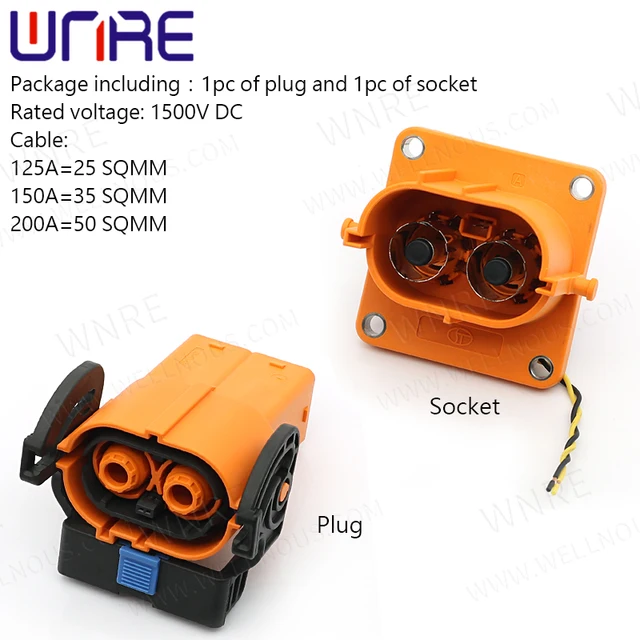 1Pair 125/150/200A DC 1500V HV Connector High Power Connector 2P ...