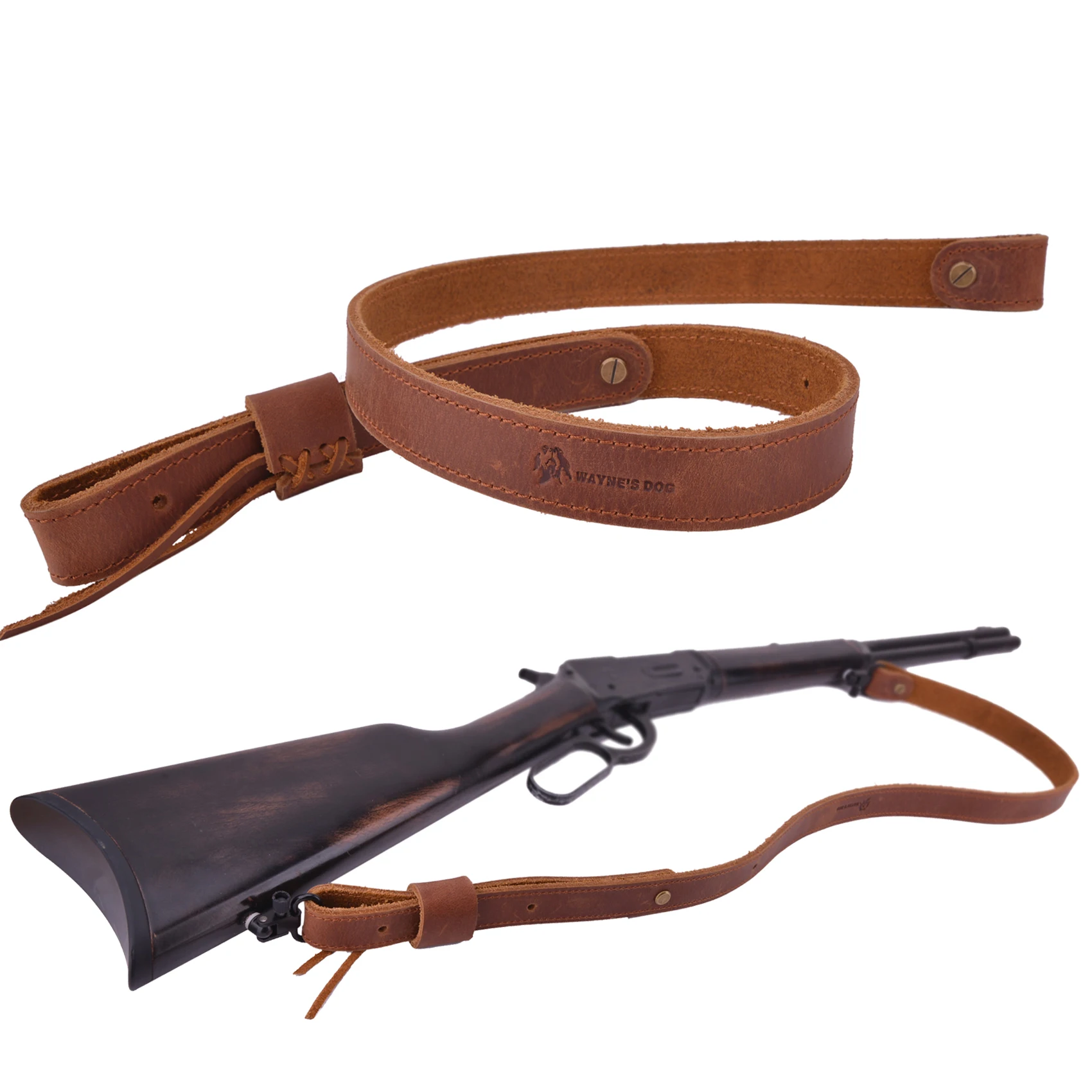 Leather-Buffalo-Leather-Rifle-Gun-Sling-Crazy-Horse-Brown-Stitch ...