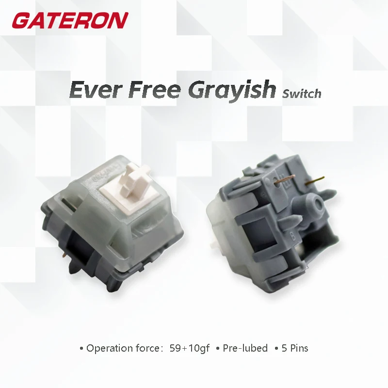 GATERON-Ever-Free-Grayish-Switches-5-Pin-Heavy-Tactile-59g-POM-Stem-Pre ...