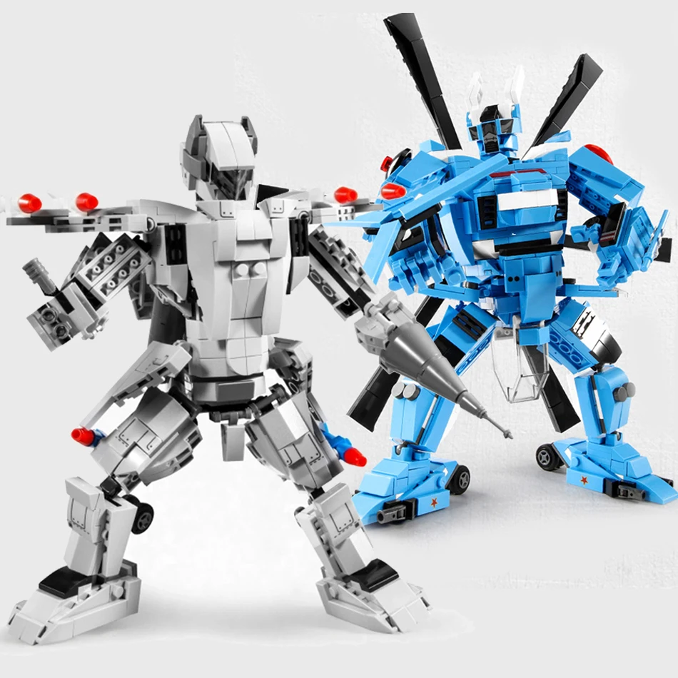 Creative Moc Mecha Transformation Building Blocks Deformation Robot Warrior City Construction ...