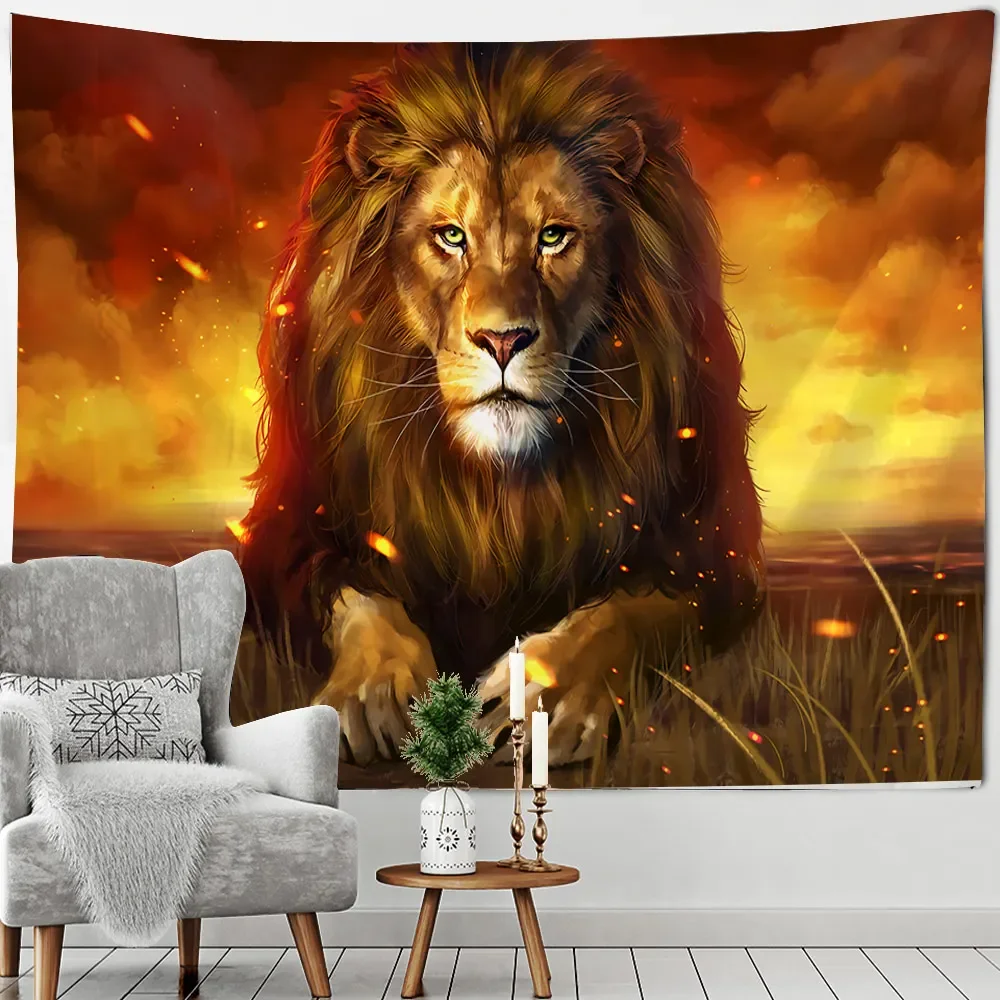 Lion-Wall-Hanging-Lion-Family-Tapestry-Art-Deco-Blanket-Curtain-Hanging ...