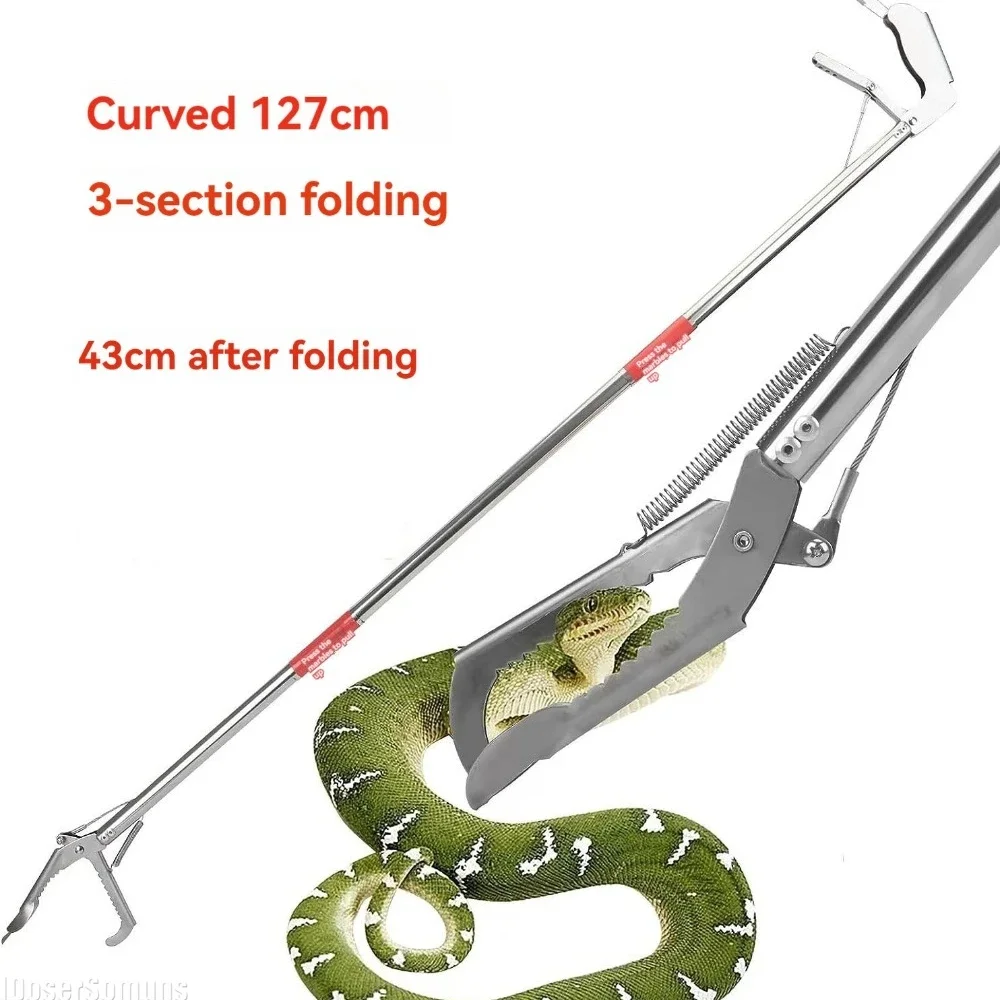 Stainless-Steel-Extended-Snake-Catcher-Tongs-Two-Types-Head-Foldable ...