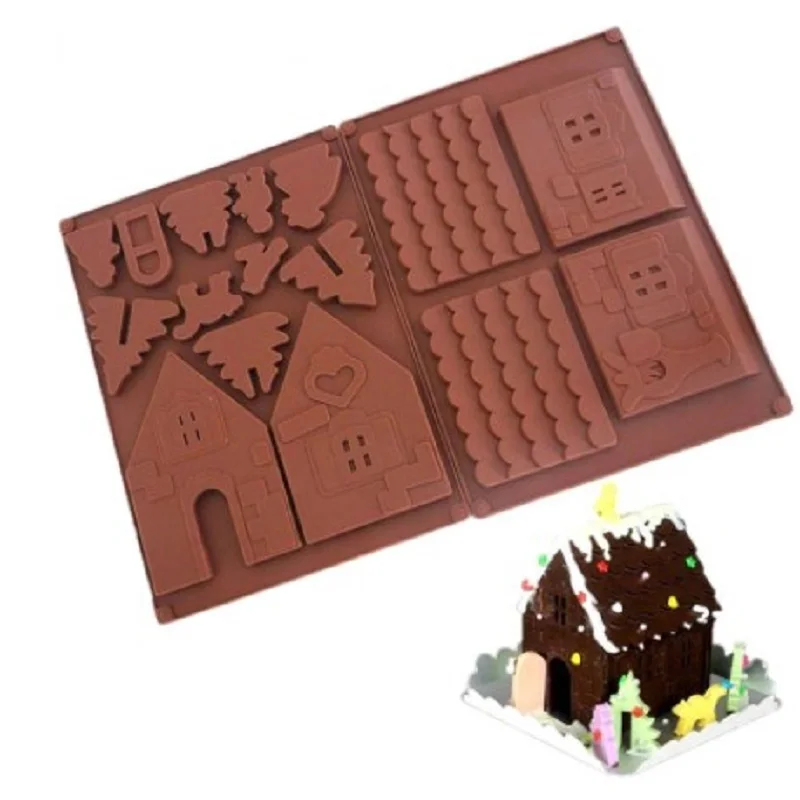 3D Christmas House Chocolate Mold Gingerbread House Shape Cake ...