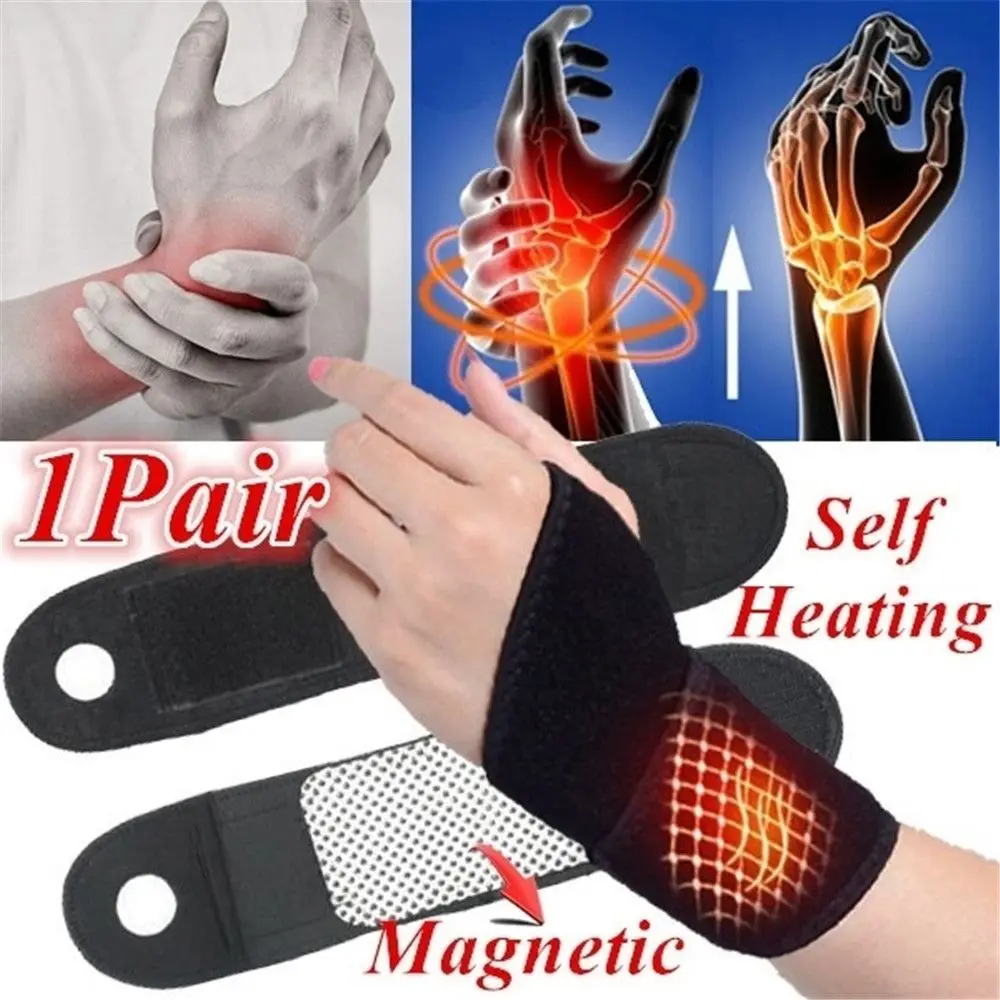 1 Pair Tourmaline Self-Heating Wrist Brace Sports Protection Wrist Belt ...