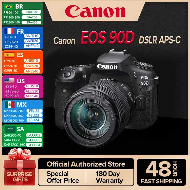 Canon-EOS-90D-DSLR-APS-C-Digital-Compact-Camera-High-Pixel-Fotografica-Profesional-Camera-With ...