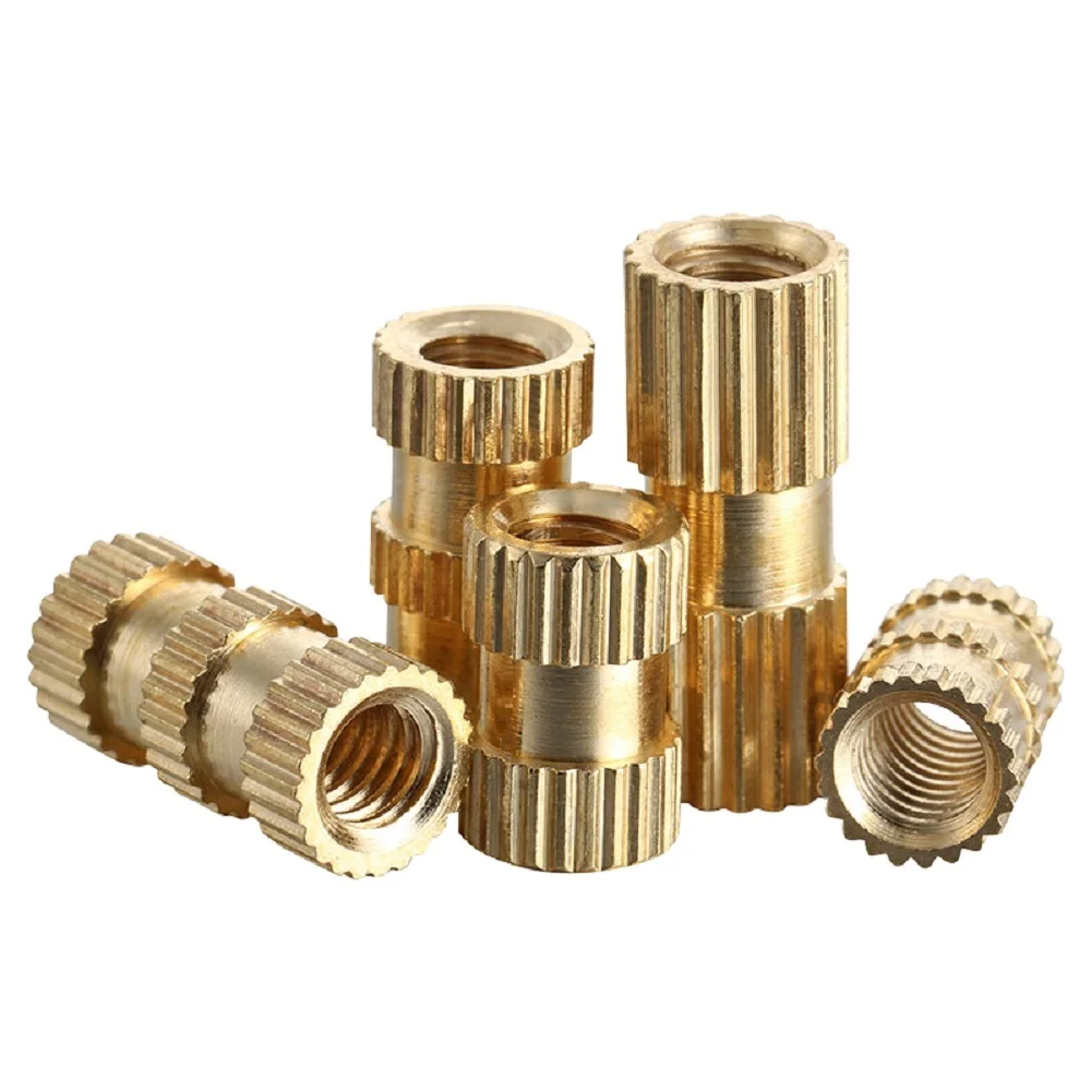 Tuerca de inserción de latón de doble paso, inserto de rosca moleteada ...