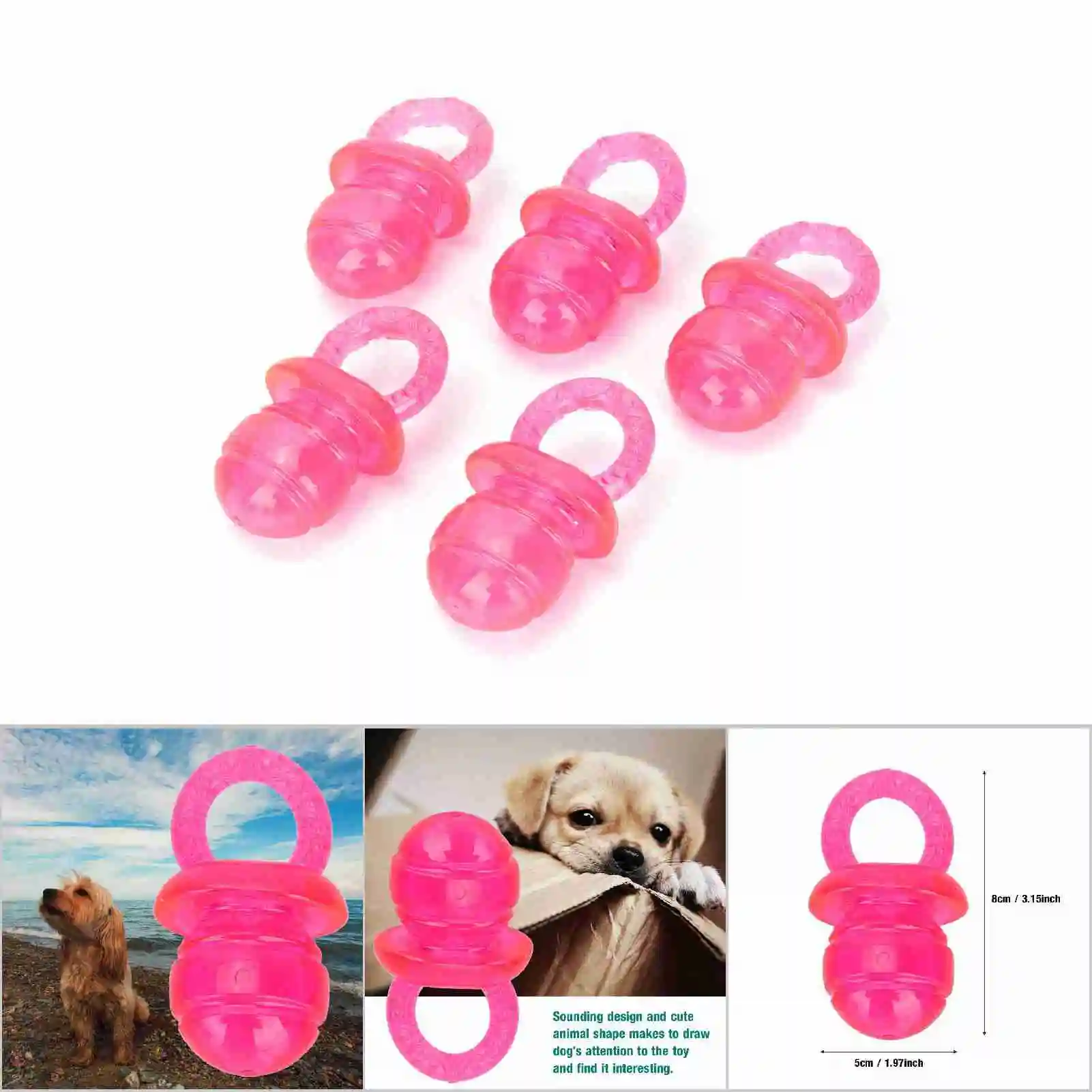 E2 5Pcs/Set Pacifier Shaped Pet Dogs Teether Cat Teething Sounding ...