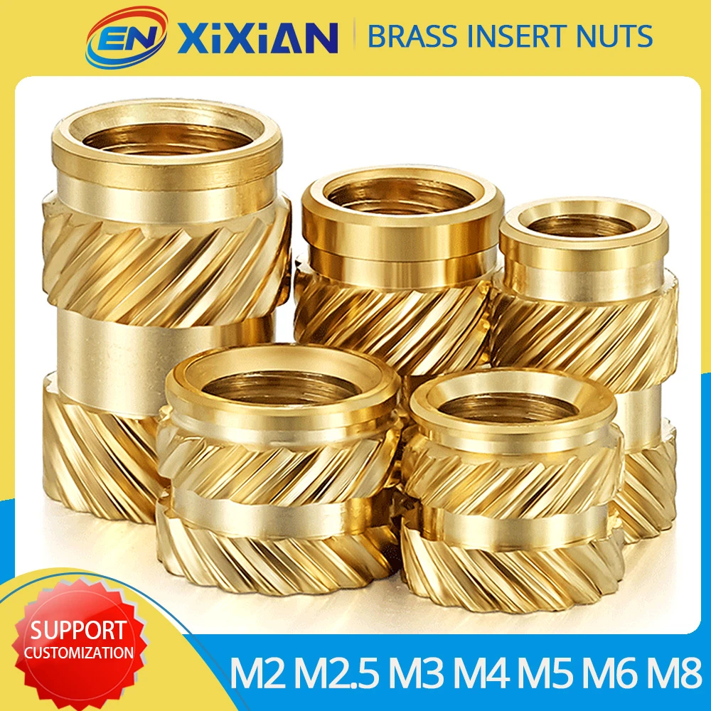 M2 M2.5 M3 M4 M5 M6 M8 Brass Insert Nut Hot Melt Knurled Thread Nuts Heat Injection Embedment ...