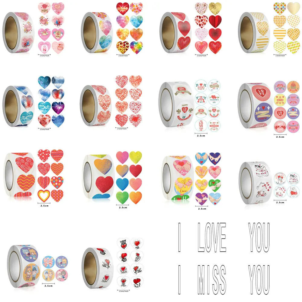 NEW-50-100-500PCS-handicraft-Valentine-s-Day-Heart-sticker-Heart-shaped ...