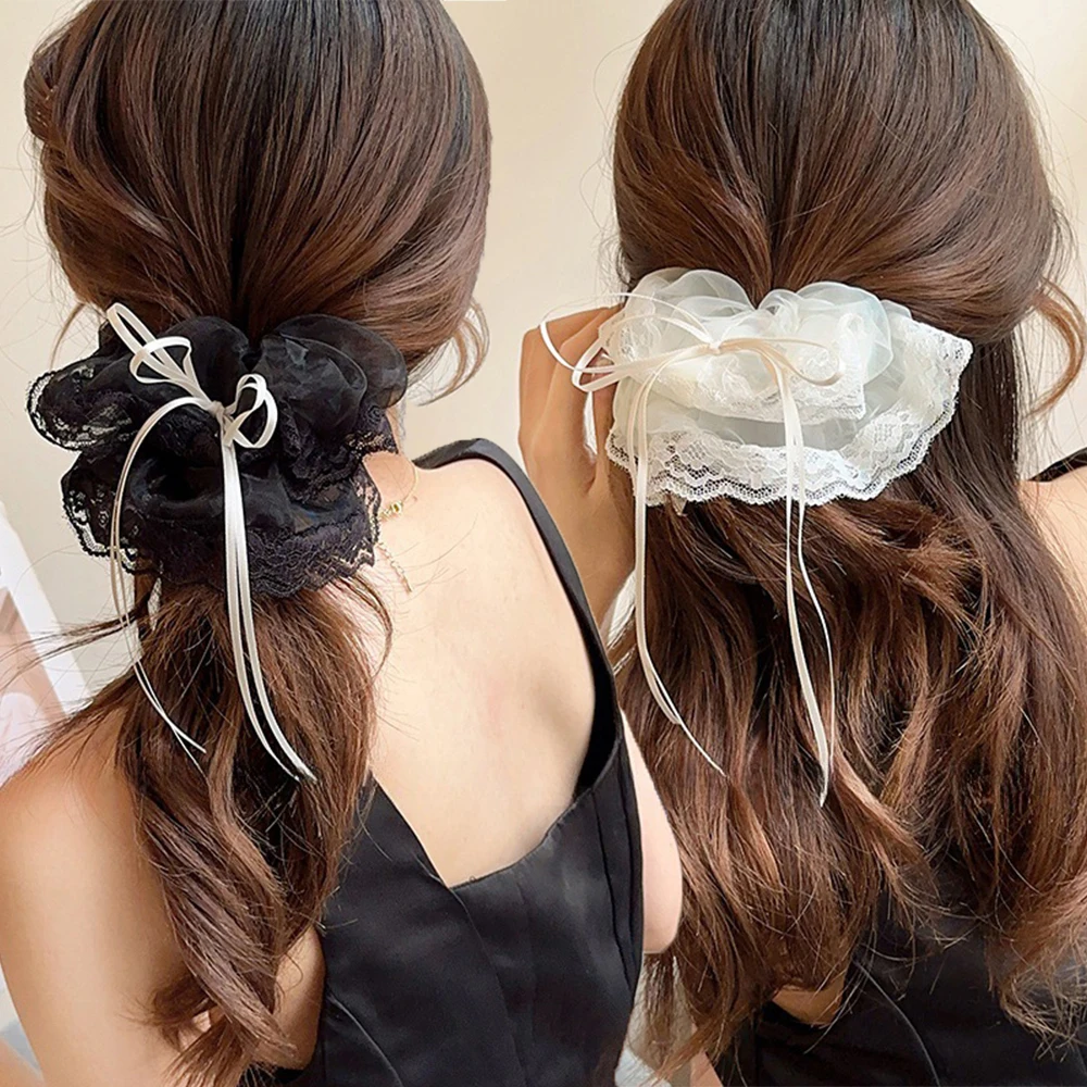 Lace-Ribbon-Large-Intestine-Hair-Circle-Ponytail-Hair-Ring-Hair-Ties ...