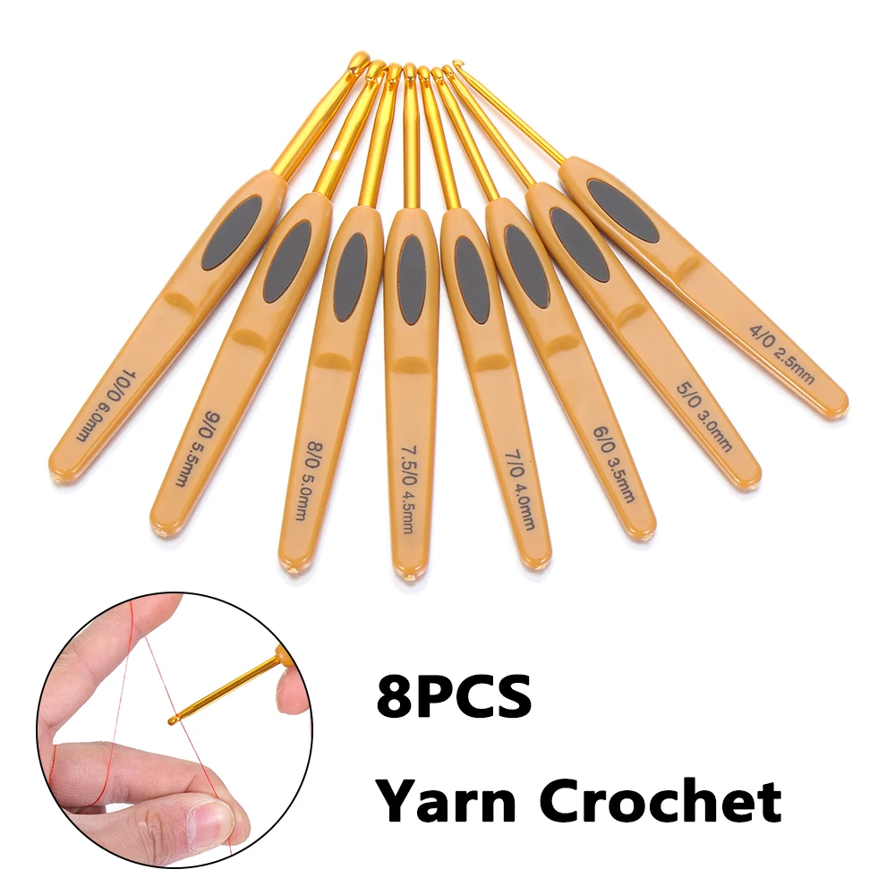 8Pcs-Handmade-Crochet-Hooks-2-5mm-6mm-Aluminum-Knitting-Needles-Weave ...